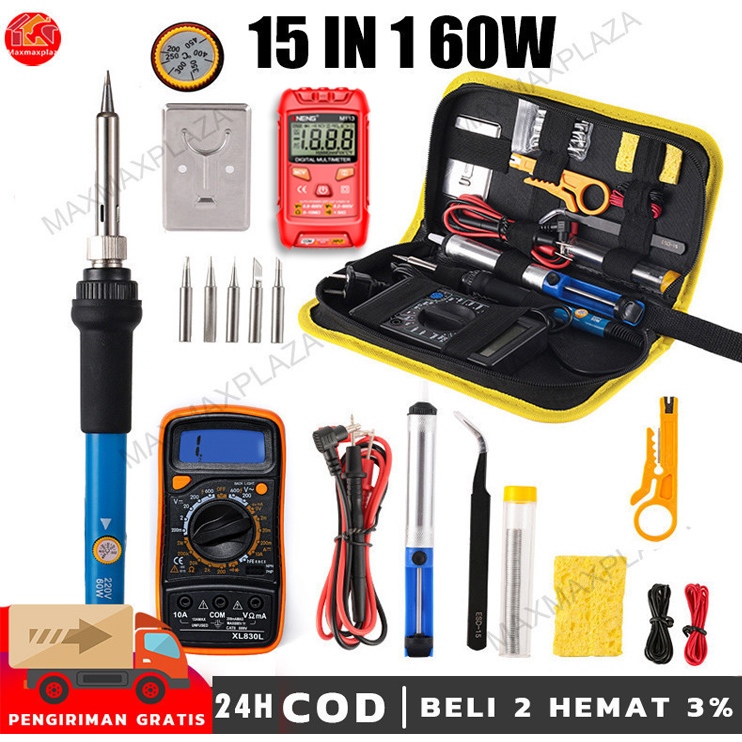 Jual 15in1 Set Besi Solder Portabel Paket Solder Lengkap 60watt 220v /Solder listrik Set 15in1 ...