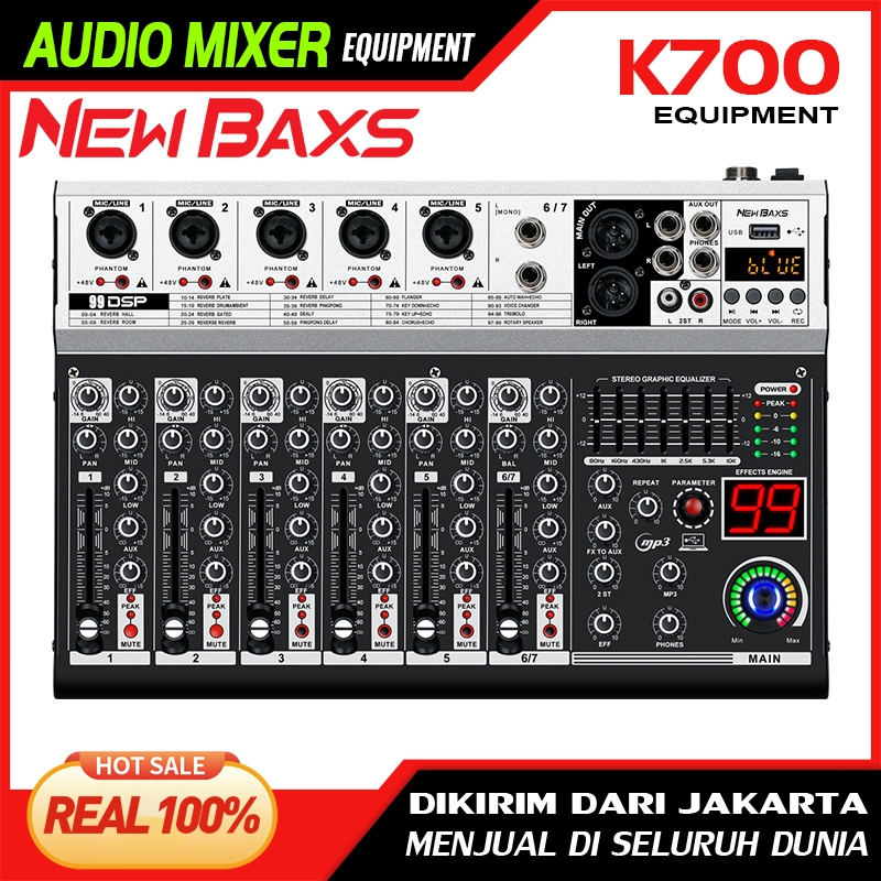 Jual NEW BAXS K700 mixer 7-arah profesional 99DSP reverb ekualisasi 7 ...