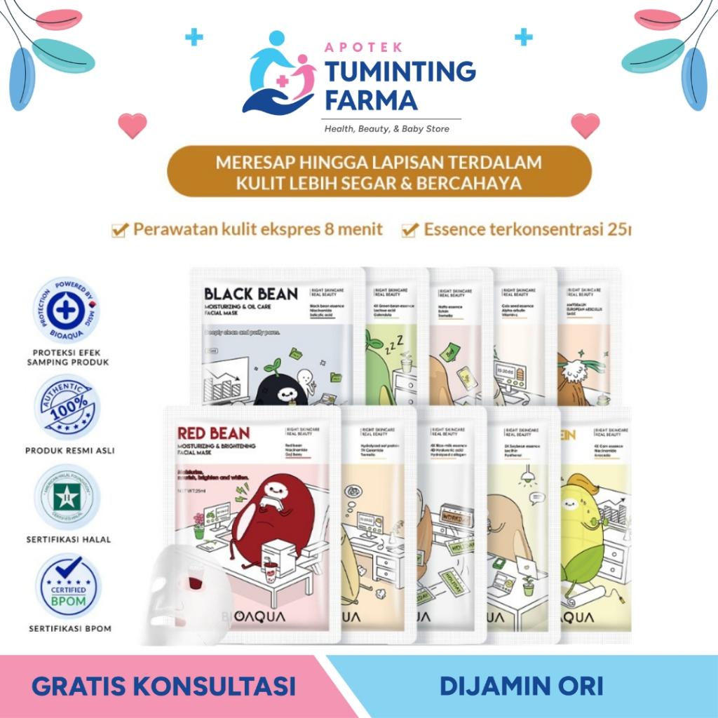 Jual BIOAQUA Masker Wajah Cereal Sheet Mask & Biji Buah Face Mask ...