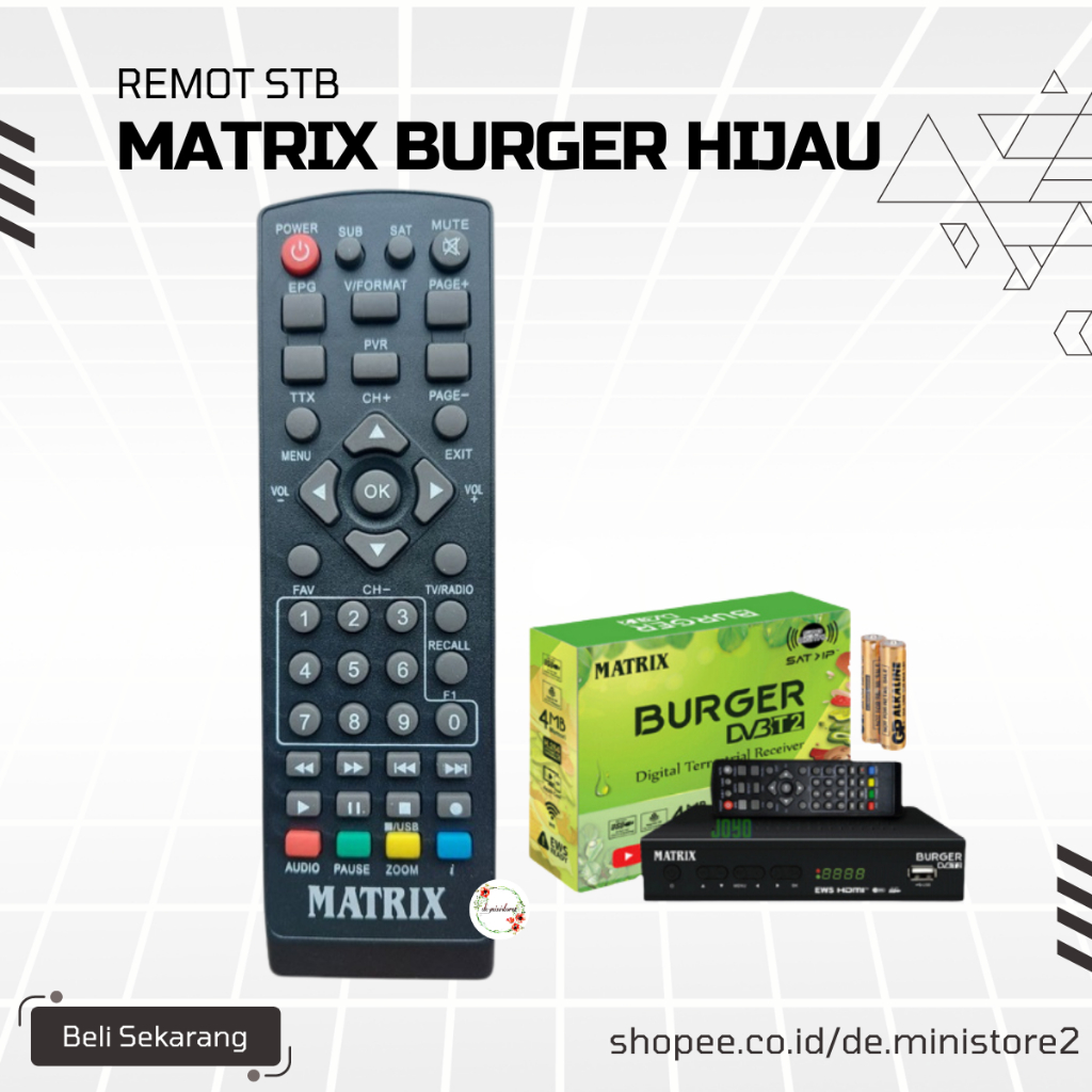 Jual Matrix Remote Remot STB Matrix Burger Hijau/Apple Kuning Remot ...