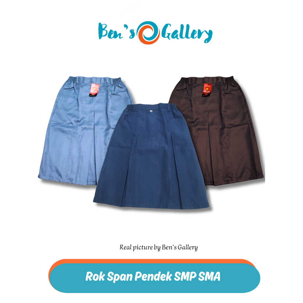 Jual Rok Span Pendek Belah 2 Warna Biru Coklat untuk SMP / Rok Span ...