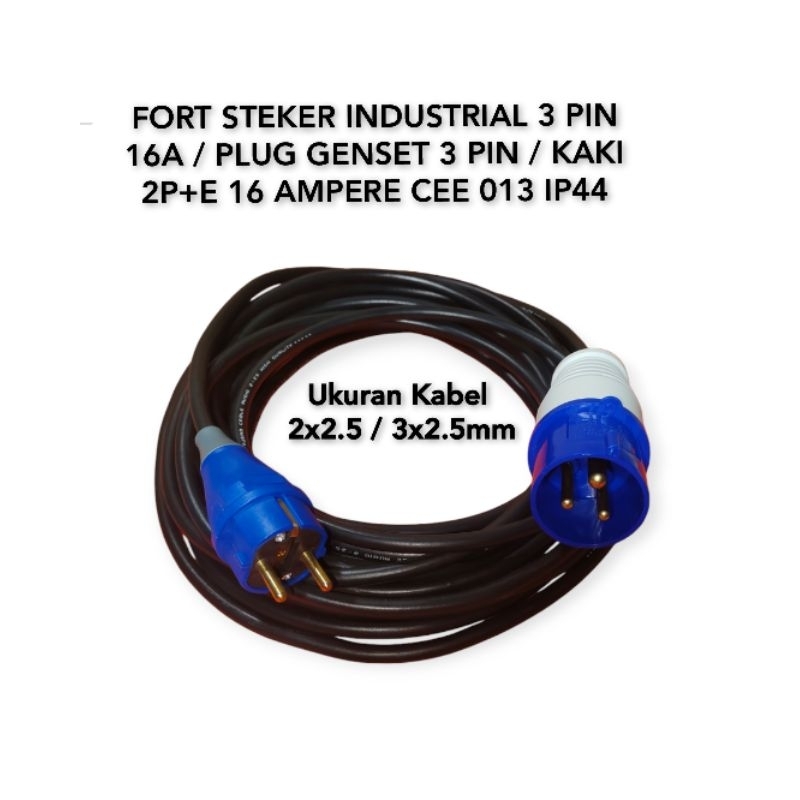 Jual Kabel Sambungan Genset Industrial Plug Mounting Steker Male 2P 3P 16A Waterproof IP44 Kabel ...
