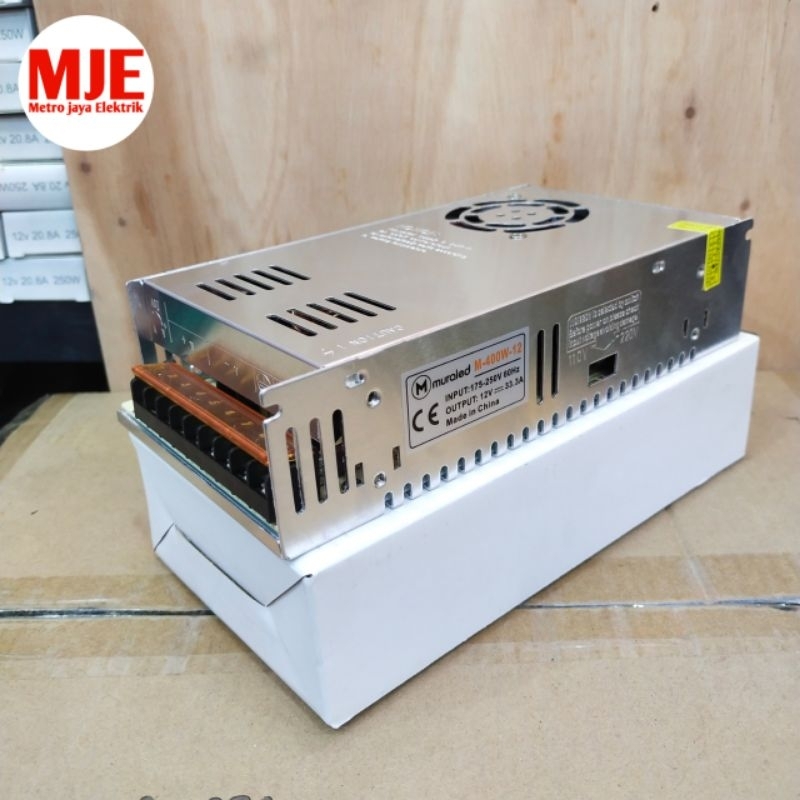 Jual Power Supply MURALED 400W/33,3A Kipas DC/12V Indoor Super Bright ...