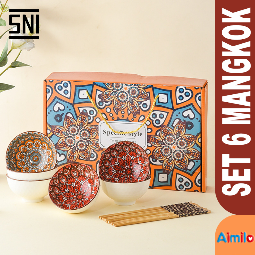 Jual Set 6 Mangkuk Keramik SNI - Paket Mangkok Hampers 6 Pcs FREE ...
