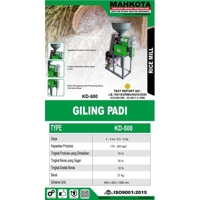 Jual MESIN GILING PADI MAHKOTA KD 500 | Shopee Indonesia