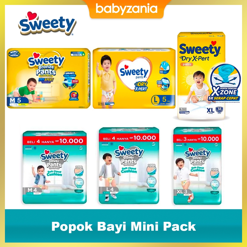 Jual Sweety Popok Celana Bayi Silver & Bronze Dry Xpert Pants Mini Pack - M4 L4 XL3 M5 L5 XL4 ...