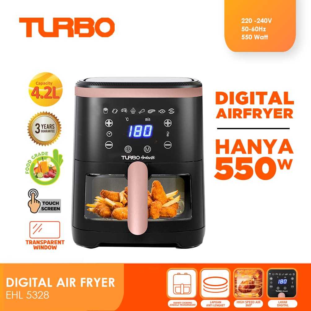 Jual TURBO Air Fryer Digital EHL 5328 Transparent Window 550 Watt EHL ...