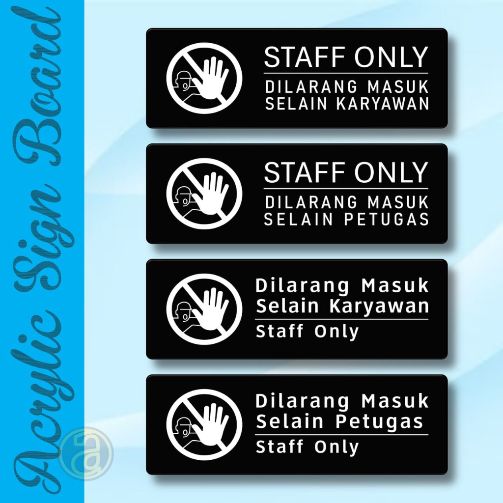 Jual Sign Staff Only Acrylic Aesthetic - Papan Akrilik Tanda Tulisan ...