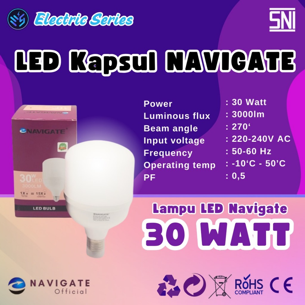 Jual Lampu LED Kapsul Putih Navigate 30W - Lampu 30 Watt SUPER TERANG ...