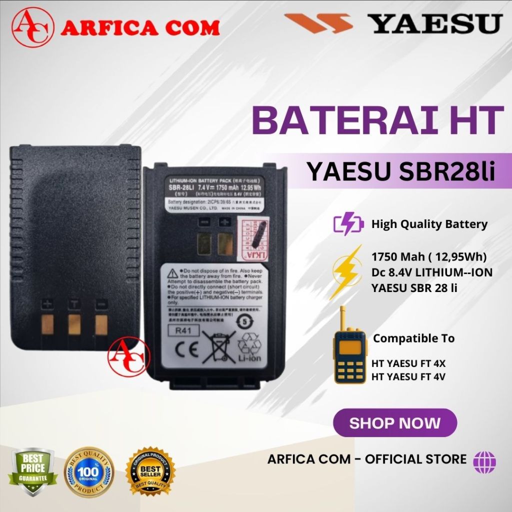 Jual JUAL BATERAI HT YAESU FT 4X SBR-28Li LIthium ORIGINAL - BATRE HT ...