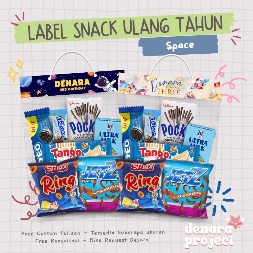 Jual Label Plastik Snack Ulang Tahun Custom / Snack Label Tag Ultah ...