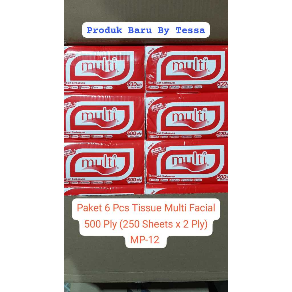 Jual 6 Pcs Paket Tissue Multi Merah Putih 500 Ply ( 250 Sheets x 2 Ply ...