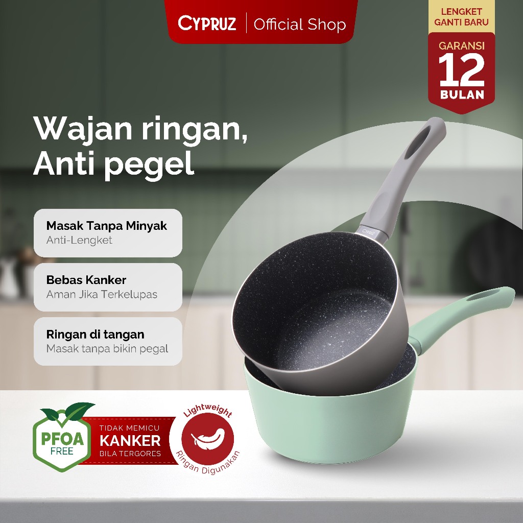 Jual Cypruz Panci Susu Anti Lengket Sauce Pan Premium Featherlight ...