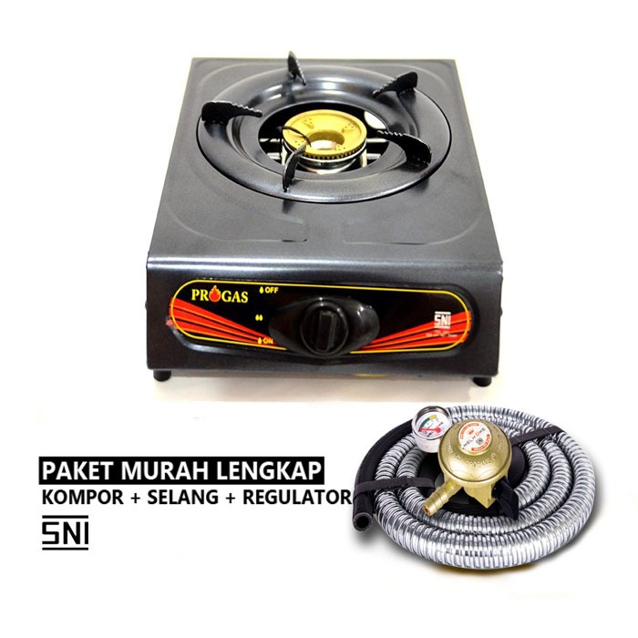 Jual Kompor Gas Progas 1 Tungku Plus Selang Regulator / Kompor gas 1 ...