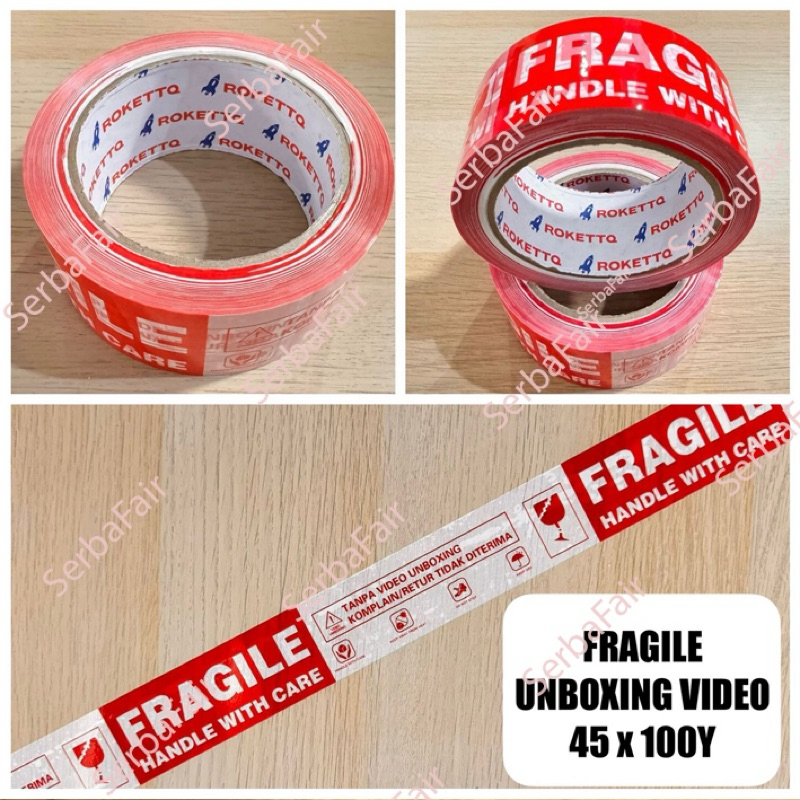 Jual Lakban Fragile Video Unboxing ROKETT 2 Inch (45mm) 100 Yards Ecos ...