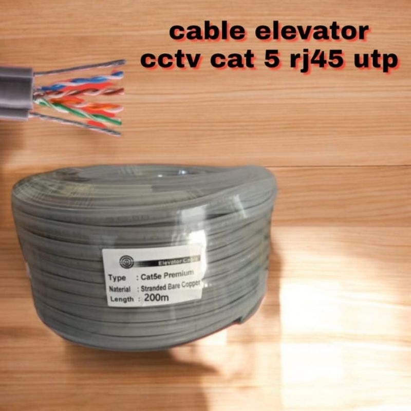 Jual cable elevator cctv cat 5 rj45 UTP LAN kabel lift kamera 2 kawat ...