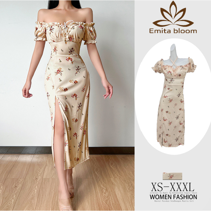 Jual EMITA BLOOM baju bodycon halter long dress press body pantai ...