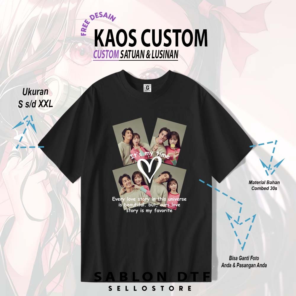 Jual Kaos Sablon Custom Foto Bucin Love Story Pria Wanita Baju Custom ...