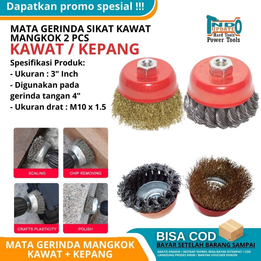 Jual Mata Gerinda Sikat Kawat Baja Kepang Nyikat Karatan Mangkok Besi ...