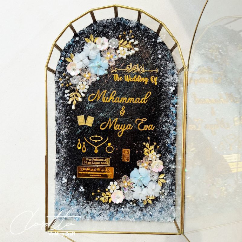 Jual mahar nikah simple elegan putih gold custom mahar resin kekinian ...