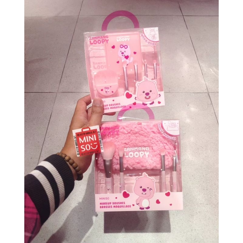 Jual MINISO x LOOPY Portable Make Up Brush Set (5pcs + case / 4pcs ...