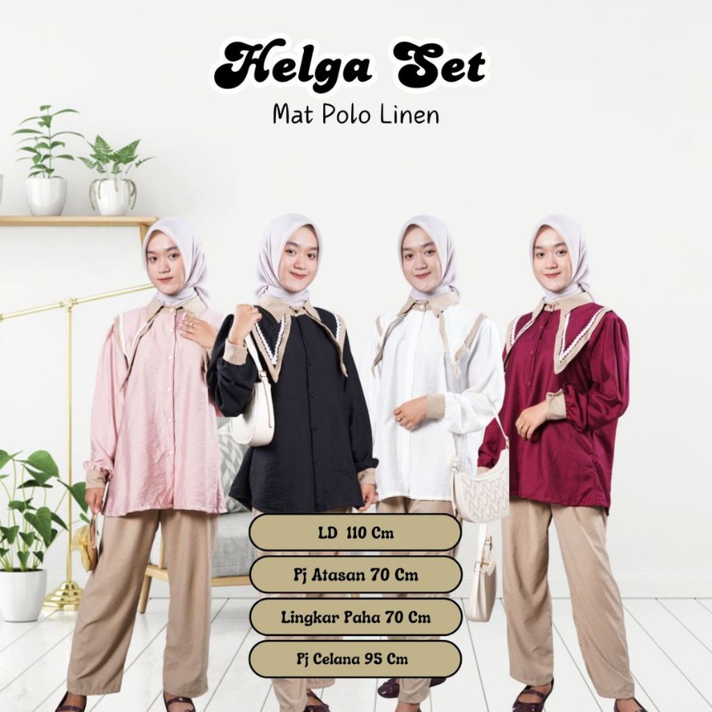 Jual Helga One Set Couple Mom & Kids 2-12 Tahun Bahan Pololinen Premium ...