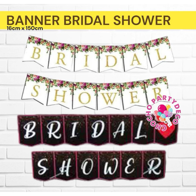Jual BANNER BRIDAL SHOWER MOTIF ELEGANT DAN BUNGA CANTIK/BANNER PESTA ...