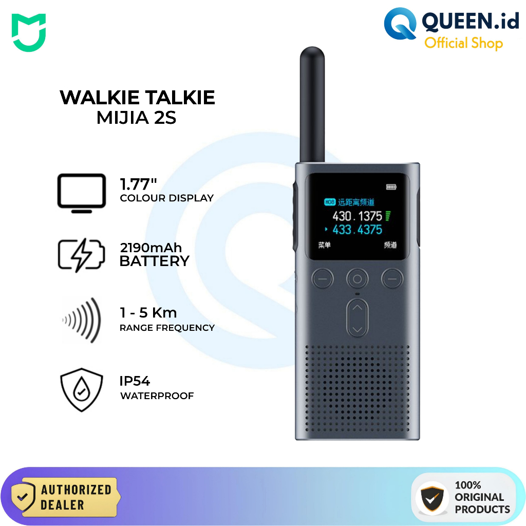 Jual Mijia 2S Smart Walkie Talkie HT with FM Radio Speaker 1.77" LCD Colour Display Wide Range ...