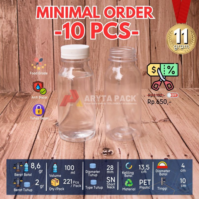 Jual Botol plastik PET 100ml zam zam minuman jus susu kopi tutup SN warna-warni - FLASH | Shopee ...