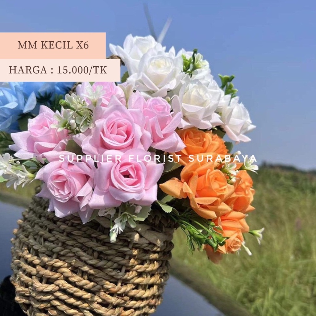 Jual [6 KEPALA] BUNGA MAWAR MM KECIL X6 BUNGA ROSE PALSU ARTIFICIAL ...