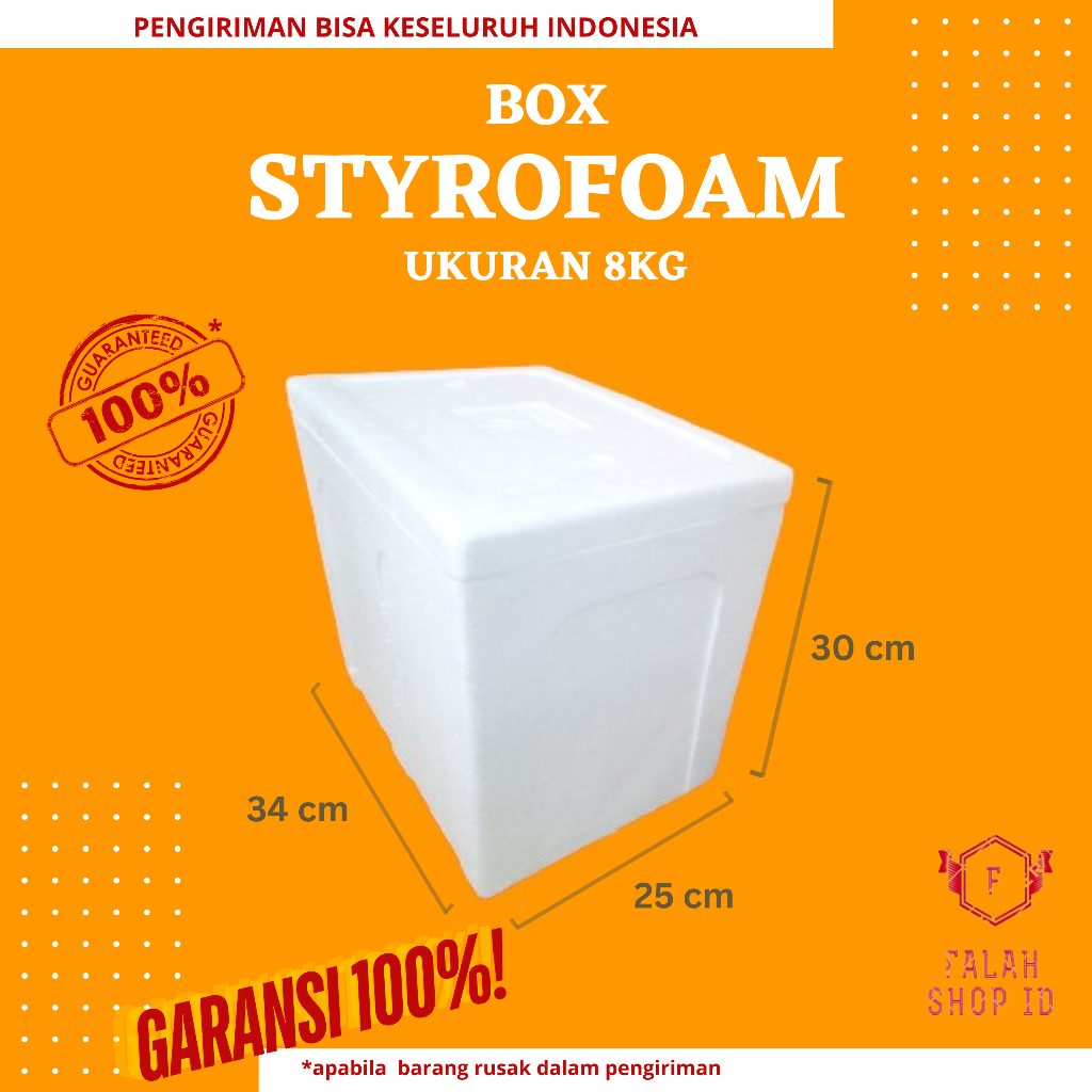 Jual STYROFOAM BOX 8 KG BM Medium / BM UK 34 x 25 x 30 CM / Box Es Batu / Box Es Krim 8 Liter ...