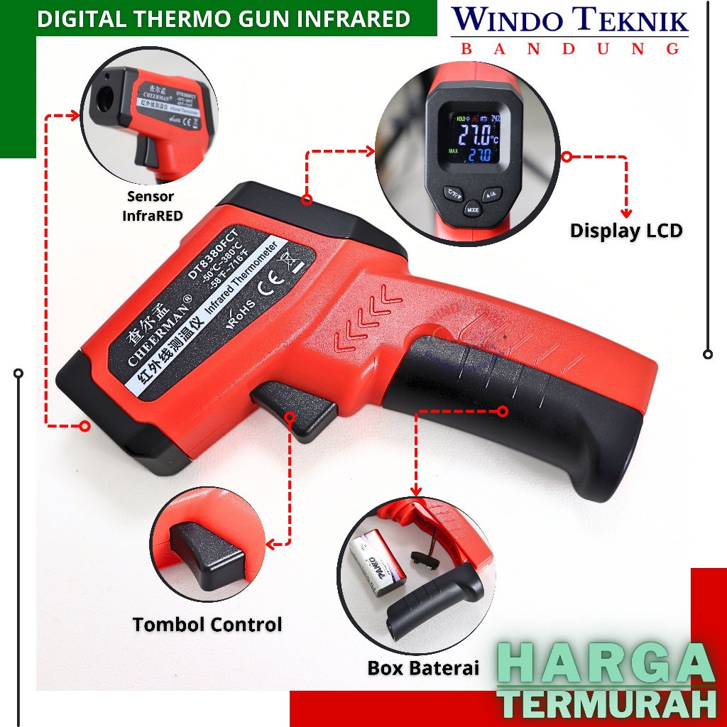 Jual DIGITAL THERMO GUN INFRARED | THERMOMETER SUHU | THERMOGUN SUHU ...