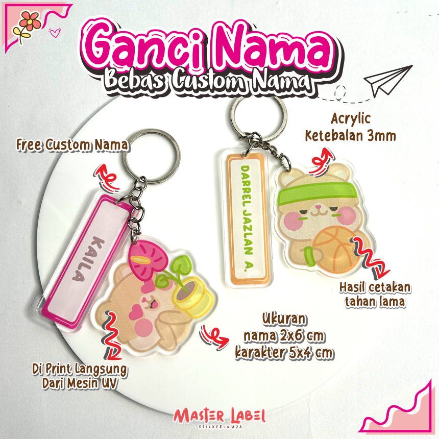 Jual Gantungan Kunci Akrilik Tema Hamster GANCI NAMA Custom Nama Ganci ...