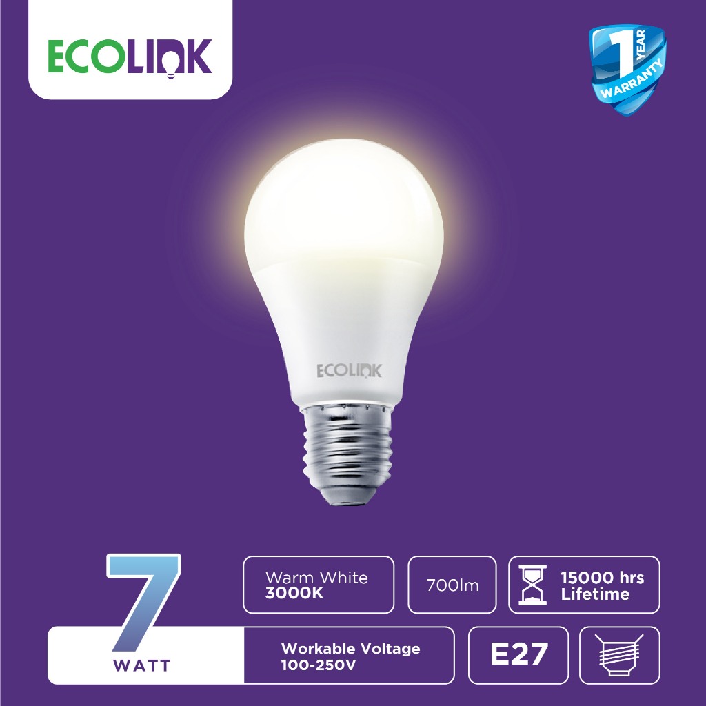 Jual Ecolink Lampu Bohlam LED Bulb 7W Kuning Warm White | Shopee Indonesia