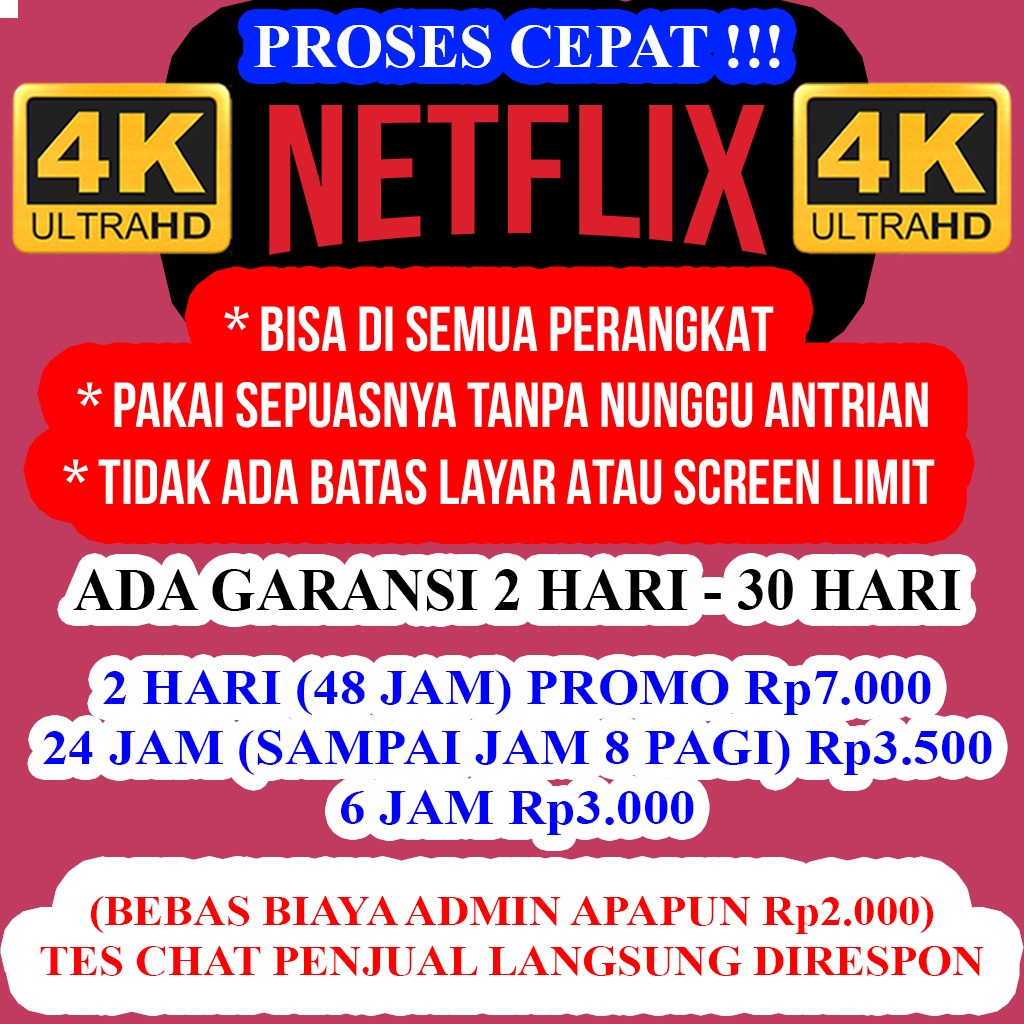 Jual NETFLIX PRIVATE 2 HARI (48 JAM) Rp7.000 SEPUASNYA NETFLIX PRIVATE ...
