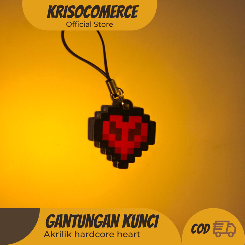 Jual GABTUNGAN KUNCI AKRILIK BENTUK HATI HARDCORE MINECRAFT - unik dan ...