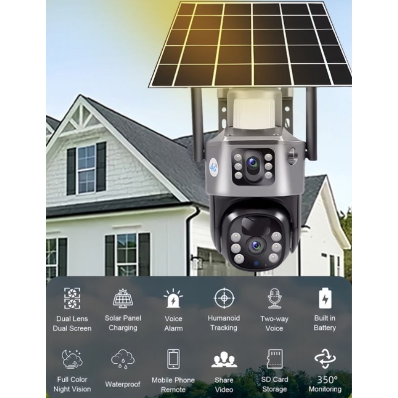Jual IP CAMERA 4G GSM SIM CARD CCTV SOLAR PANEL 16MP CAMERA DUAL LENS ...