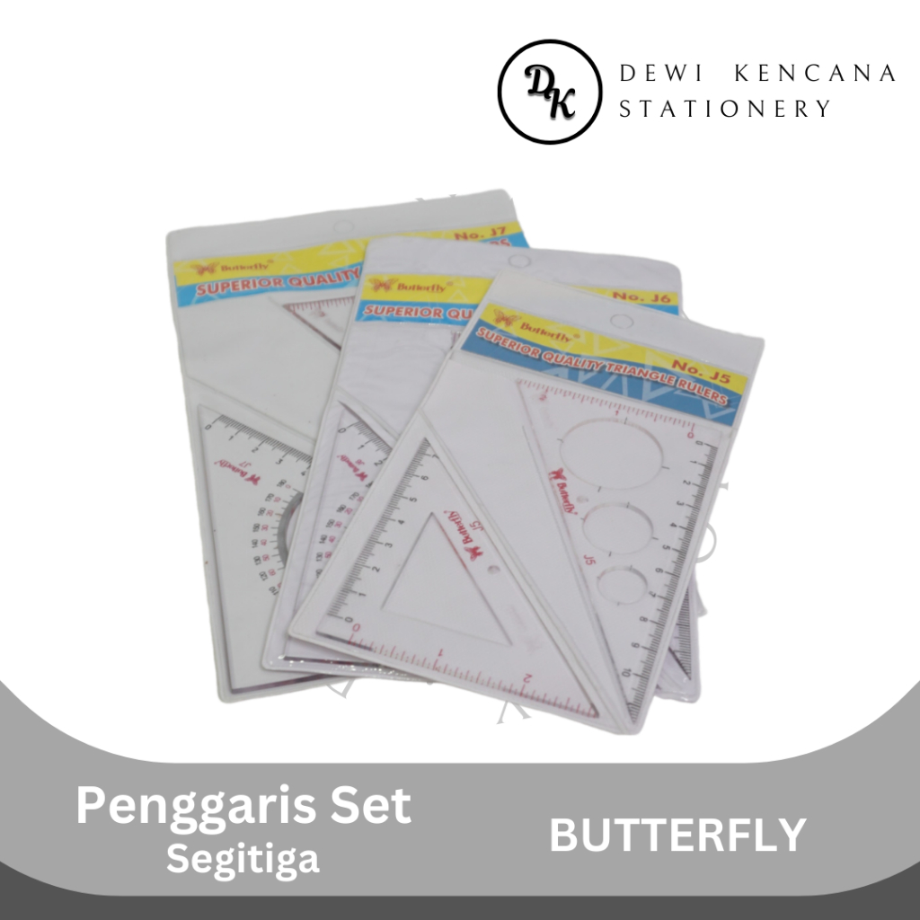 Jual Penggaris Set Segitiga Butterfly/Triangle Ruler Classic Type ...