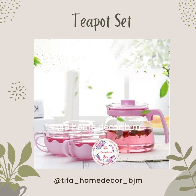 Jual Teko Teh dan Kopi Teapot Set 5 in 1 Pink | Shopee Indonesia