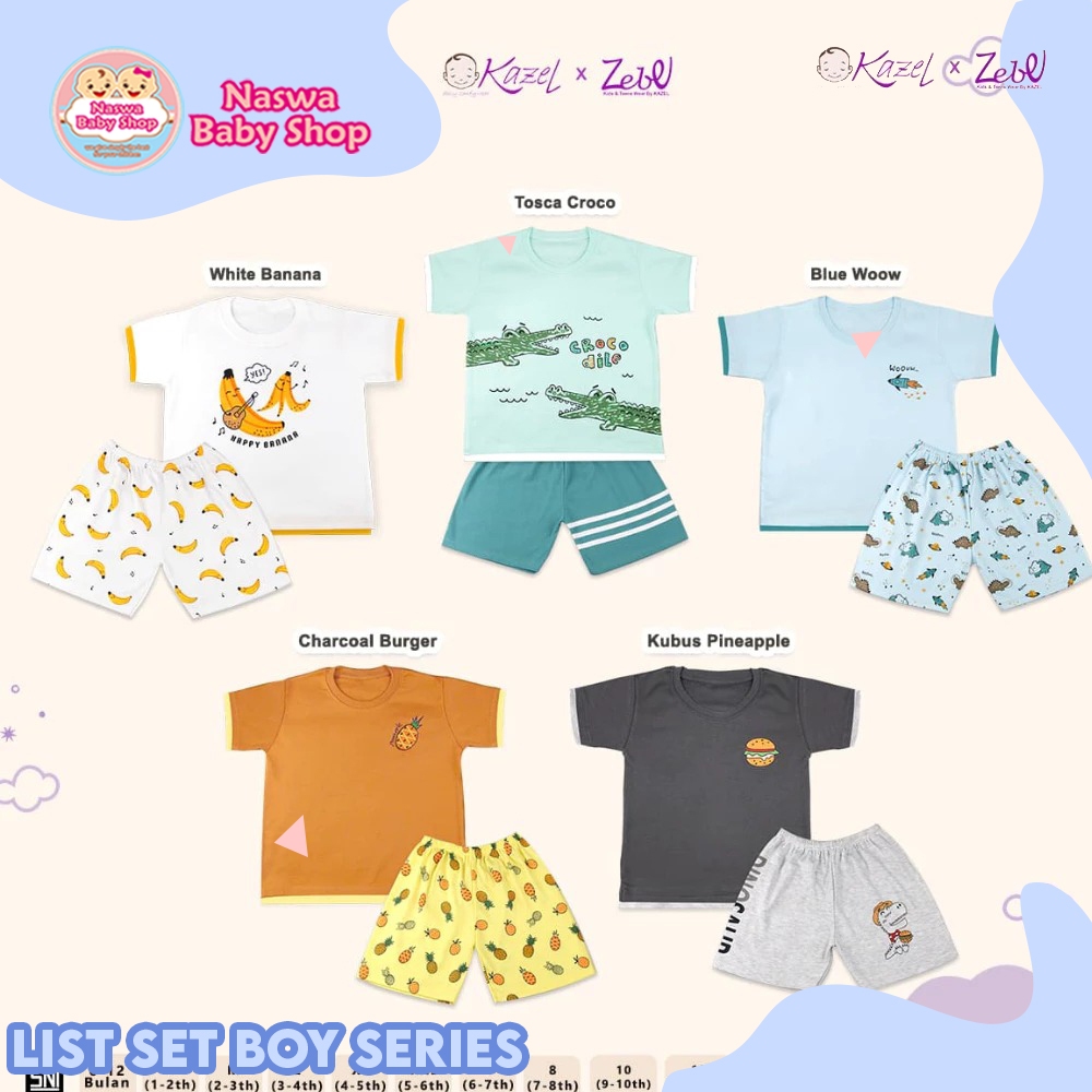 Jual Kazel x Zebe List Set Boy Series Setelan Pendek Anak Cowok ...