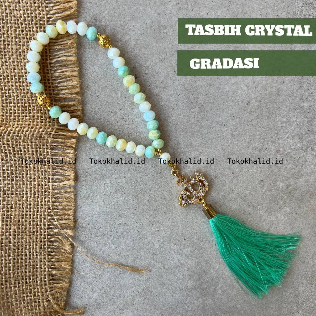 Jual TASBIH CRYSTAL GRADASI MULTI WARNA + LAFADZ ALLAH / 33 BUTIR / 8MM ...