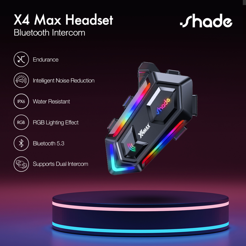 Jual SHADE X4max Intercom Headset Helm Bluetooth / HeadPhone Helm ...