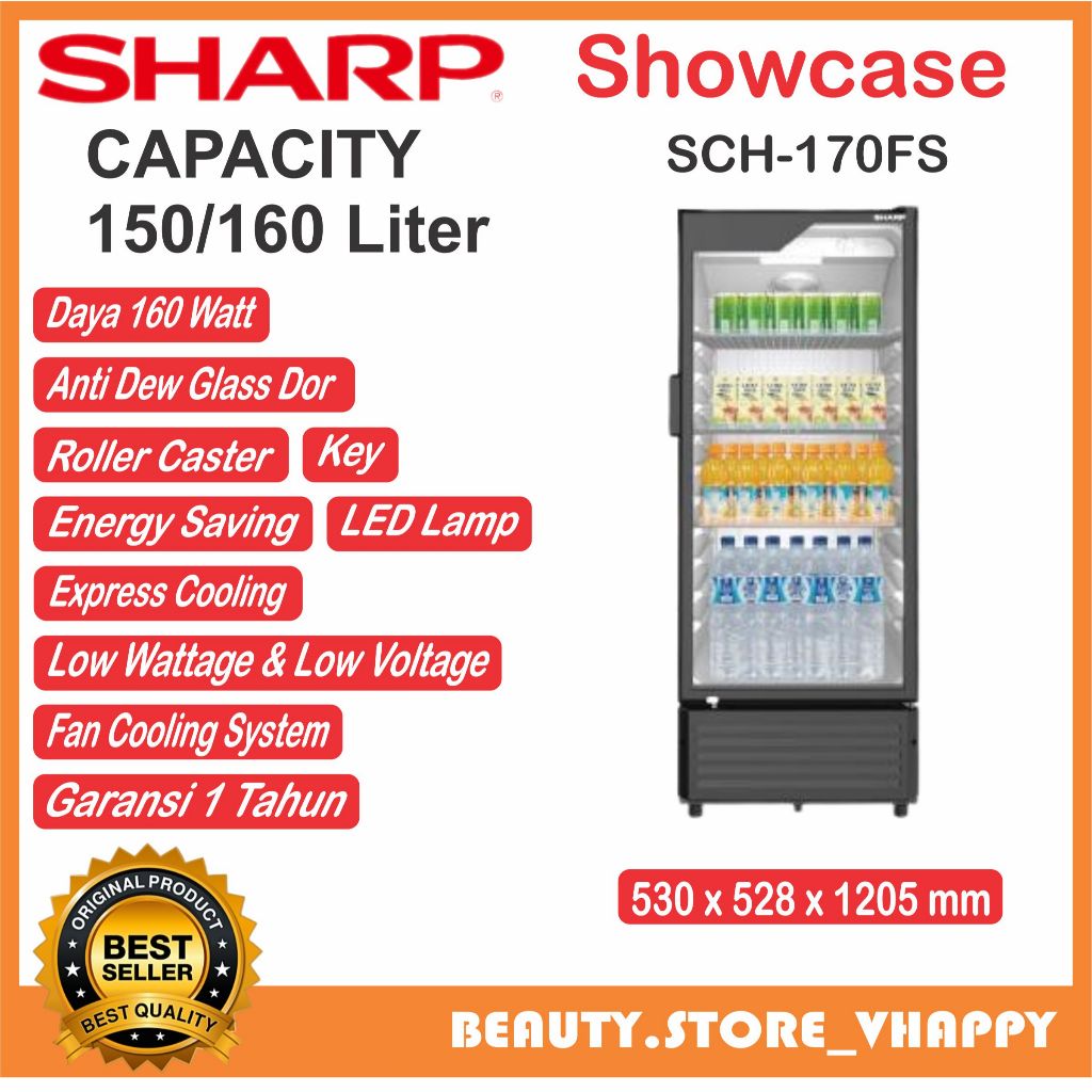 Jual Showcase SHARP 3 rak Display Cooler 150-160 Liter SCH-170FS Garansi Resmi | Shopee Indonesia