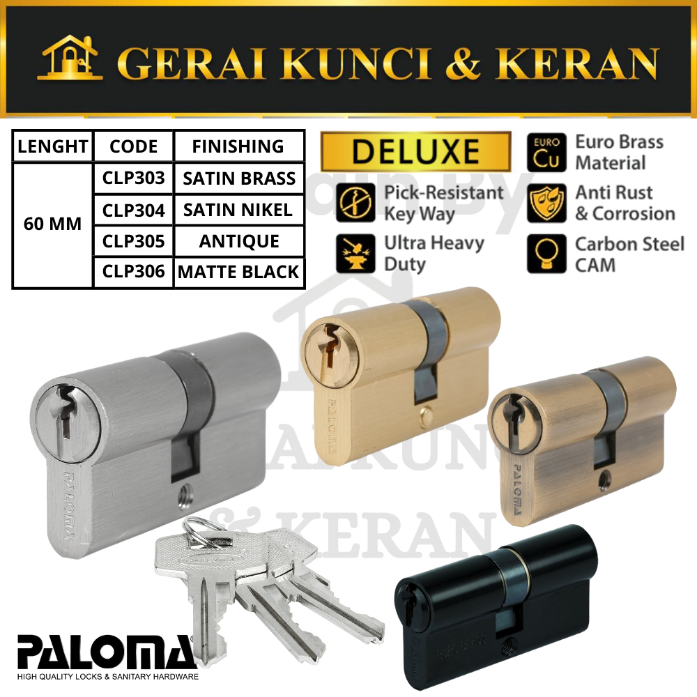 Jual PALOMA DELUXE CLP 30 60MM Cylinder Kunci Pintu Double Silinder Anak Kunci (Standard Key ...