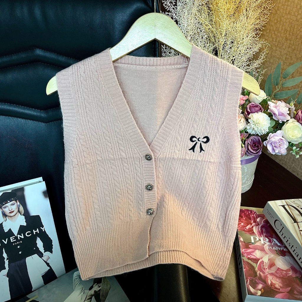 Jual (RIBBON VEST) KNIT TOP ATASAN RAJUT WANITA VEST KOREA READY STOCK | Shopee Indonesia