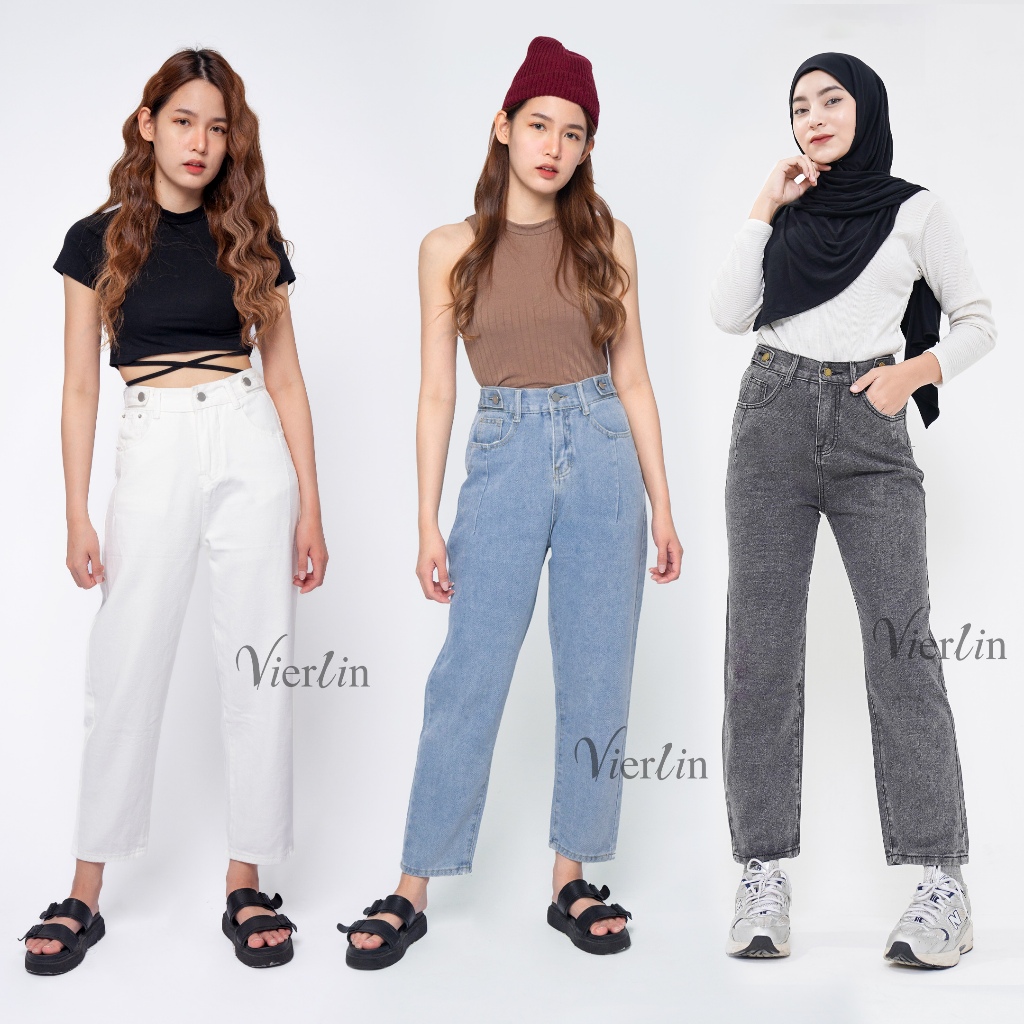 Jual VIERLIN - Jeans 7112 7113 7111 - HIGH WAIST JEANS BOYFRIEND ...