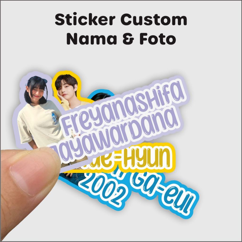 Jual Custom Sticker Nama Dan Foto Free Desain / Sticker Nama Custom ...