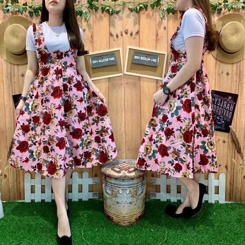 Jual Baju Kodok Overall The Rose Ruffle / jumpsuit Dress wanita motif ...