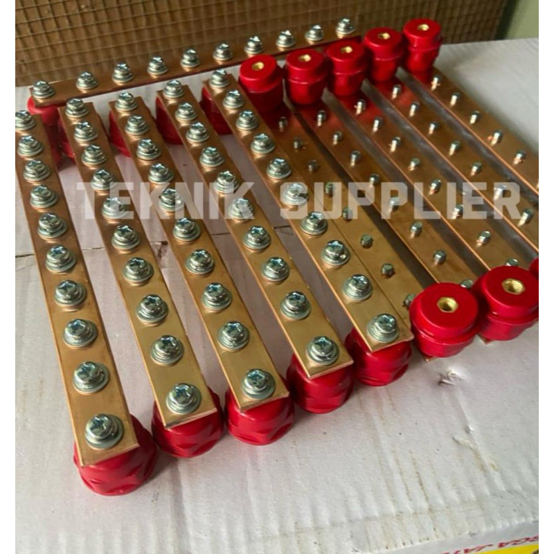 Jual busbar tembaga 3mm x 20mm x 220mm 10baut M6 komplit tinggal pakai ...