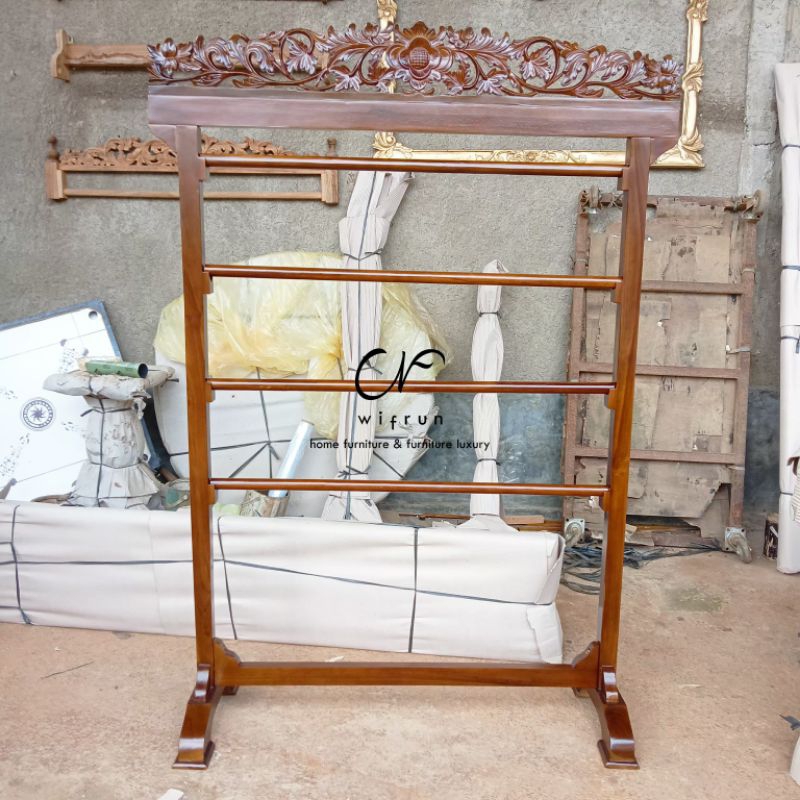 Jual GAWANGAN KAIN UKIR KAYU JATI TPK / GANTUNGAN BATIK JATI / GAWANGAN ...